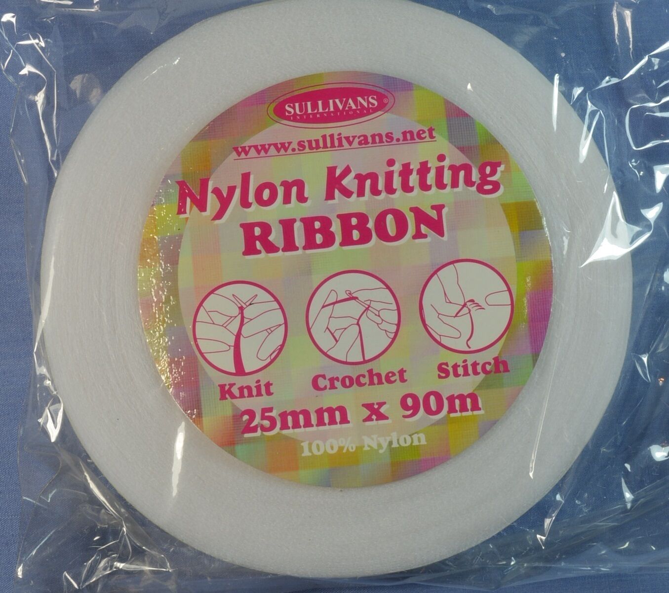 25mm White Nylon Knitting Ribbon (x 90 metres) - Ann Simpson